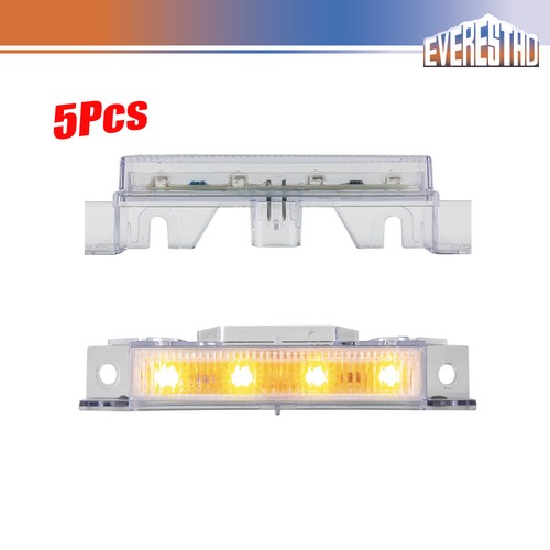 5X Fit For Volvo VNM/VNL 03-up Truck Clear Lens Amber LED Cab Roof ...