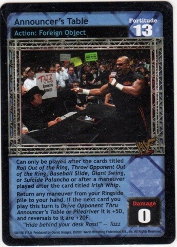 WWE: Announcer's Table [Played] card type Actions Raw Deal Wrestling ...