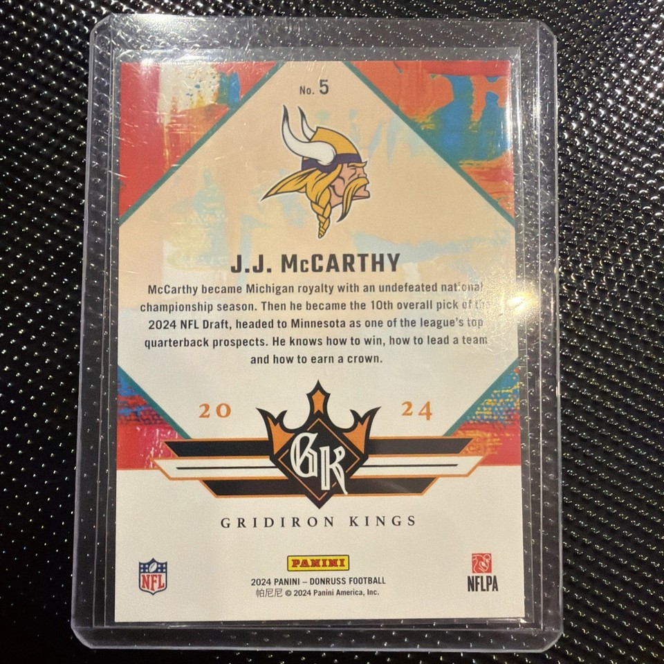2024 Panini Donruss Rookie Gridiron Kings J.J. McCarthy #5 (RC) | eBay