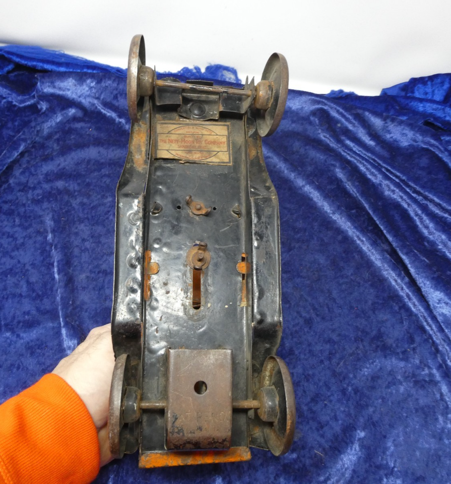 VTG NEFF MOON PRESSED STEEL CHASSIS W/ BODY CAR. ORIGINAL PAPER LABEL ...