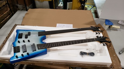 Double Neck 5/5 Strings Electric Bass, Blue Burst Finish, Maple Neck ...