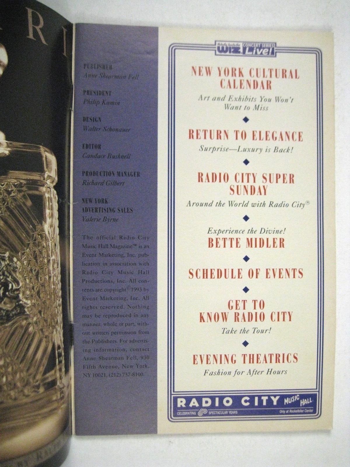 Beth Midler Radio City Music Hall 1993 Program Experience the Divine | eBay