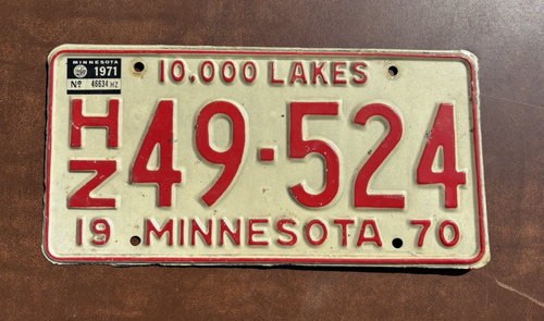 Vintage 1970 1971 Minnesota License Plate 71 tag sticker 10,000 Lakes ...