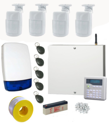 Wired Burglar Alarm System PRO Kit, GSM Dialler, LCD PROX Keypad, PIR ...
