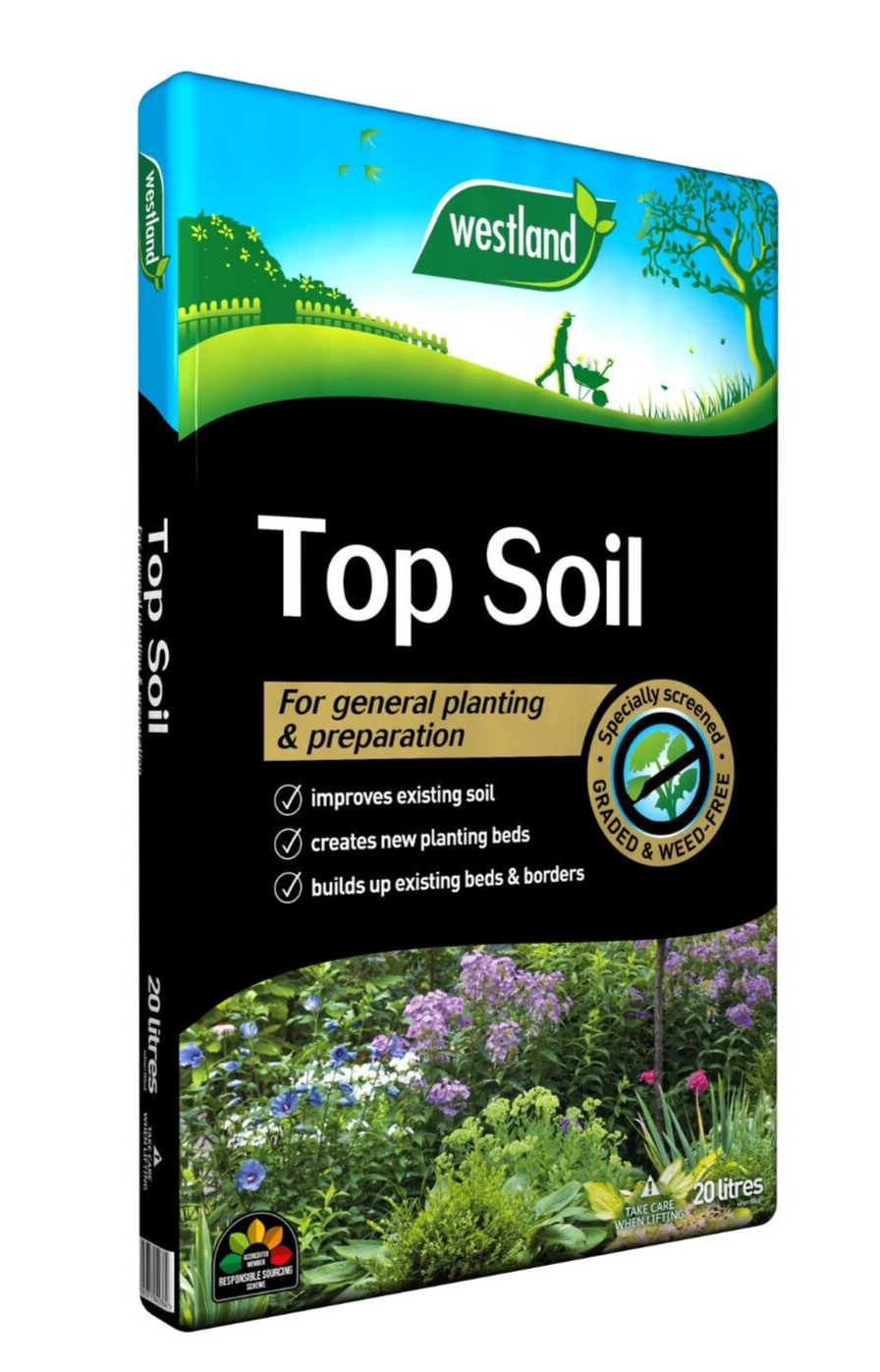 TOP SOIL 20 LITRES ESSENTIALS BEDS BORDERS LAWNS GARDEN COMPOST NEW 20L ...