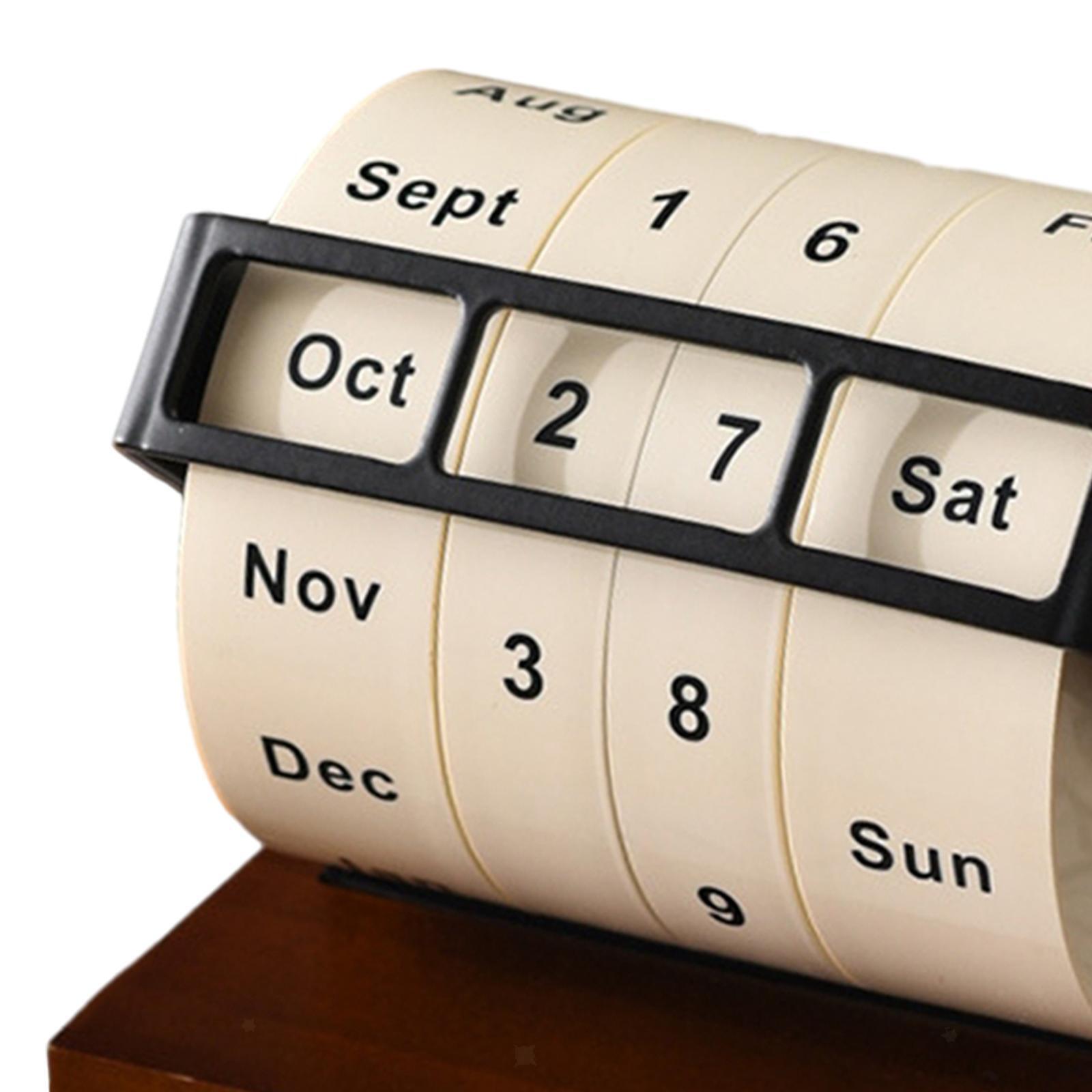 Perpetual Calendar Stable Wooden Rotary Calendar for Shop Living Room ...