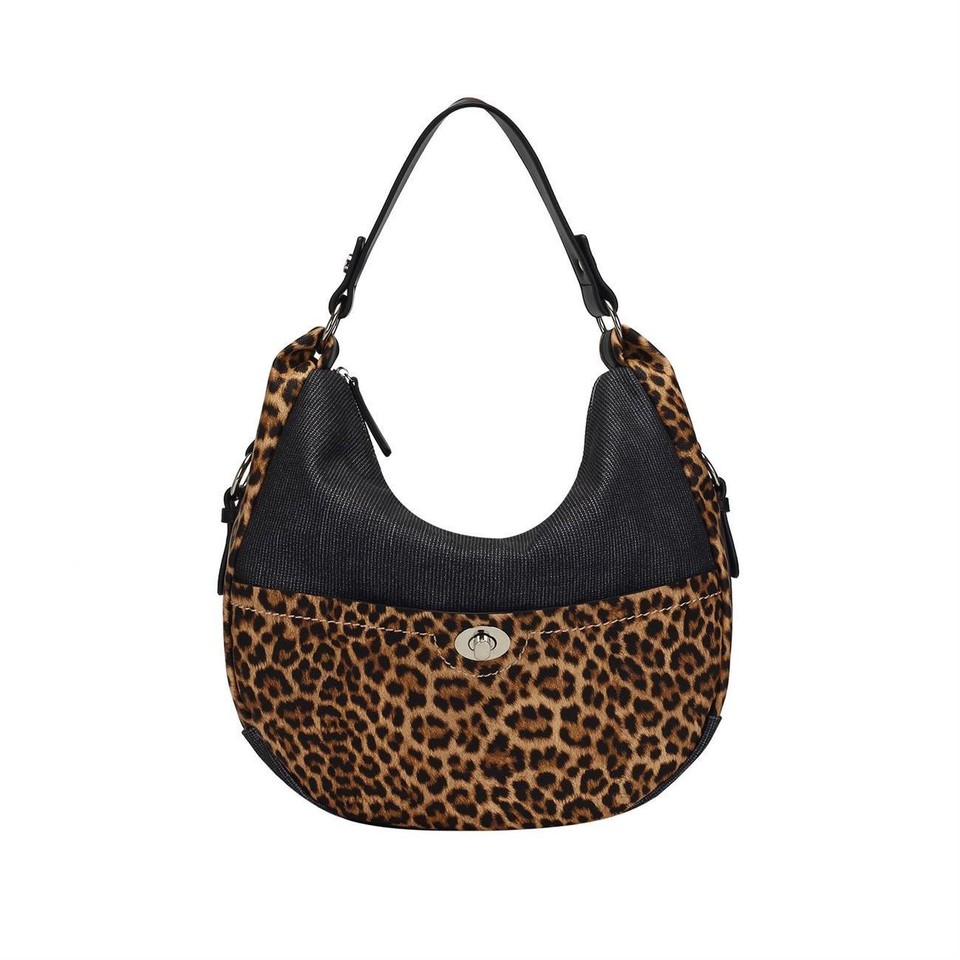 DAMEN SHOPPER TASCHE Hobo LEO Print Umhängetasche Schultertasche leder ...