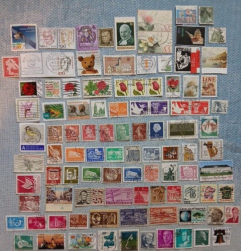 100 WW Postal Stamps/Many Countries On & Off Paper/Used Philatelic Set ...