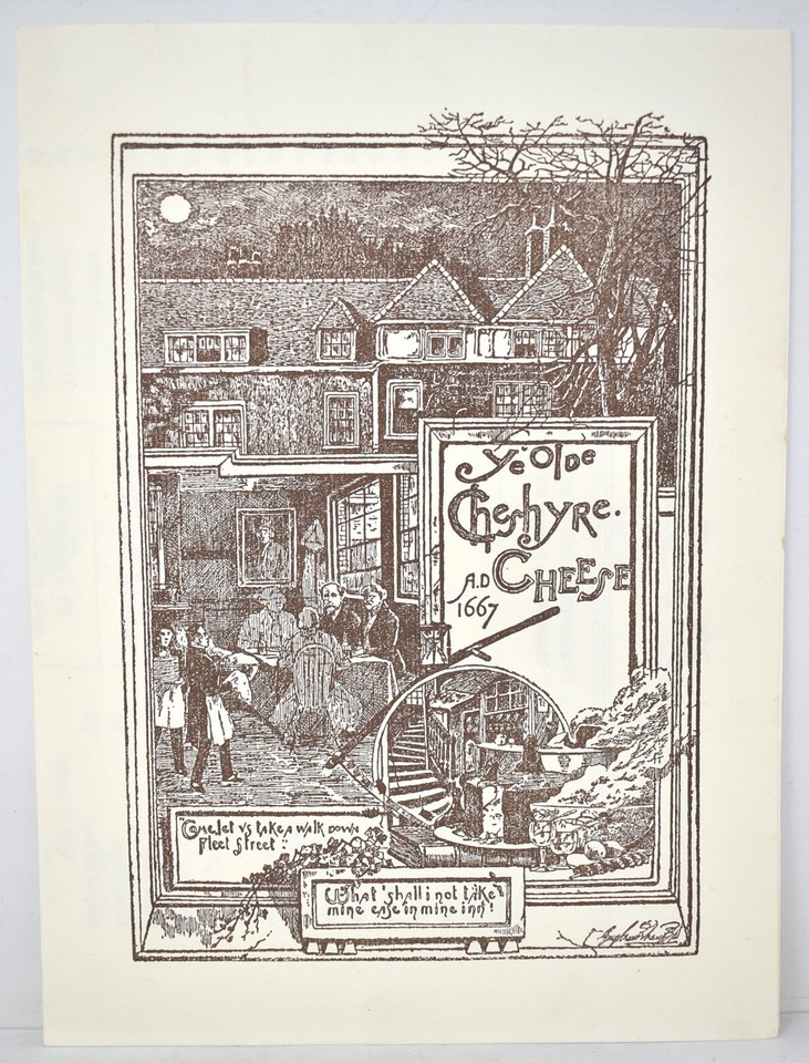 1970s Ye Olde Cheshire Cheese Restaurant Menu Wine Office Court Fleet ...