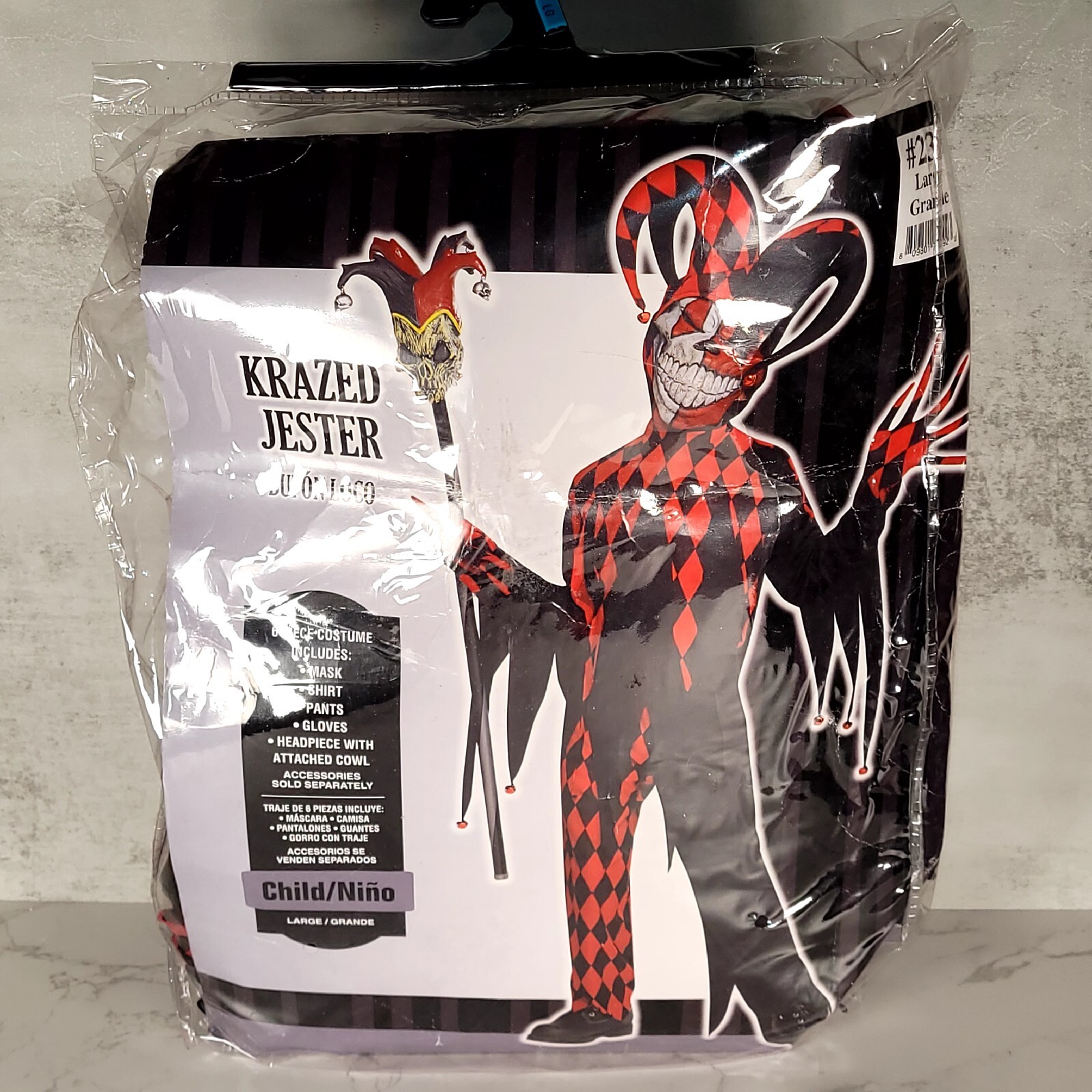 Sinister Jester Halloween Costume Child Size L 10-12 - Gem