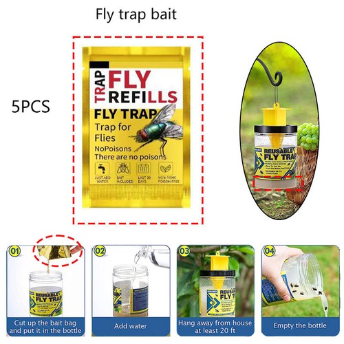5PCS Bag Fly Trap Bait Mosquito Attractant Flycatcher Killer Mosquito ...