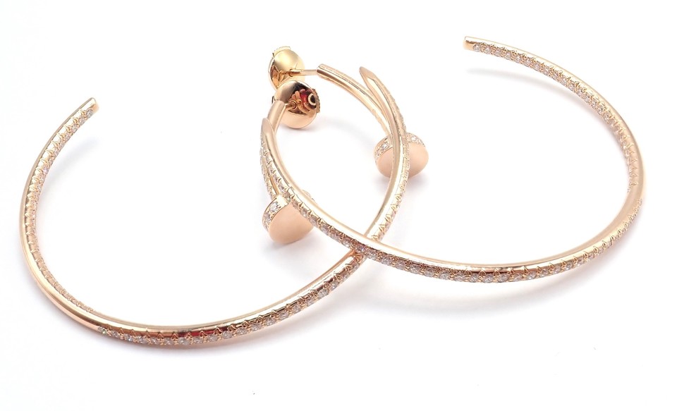 Authentic! Cartier Juste un Clou 18k Rose Gold Diamond Nail Hoop ...