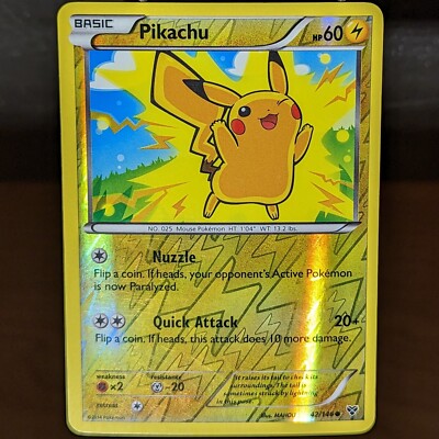 Pikachu 42/146 LP Reverse Holo XY Base Set Pokemon Card jumping wink ...