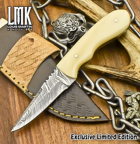 LMK Hand Crafted Skinner Knife Twist Damascus Bone Sports Unique | eBay