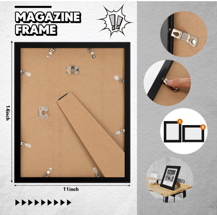 8 Pcs Plastic Magazine Frames for Wall Fits 8.5x11.25 Magazine Display ...