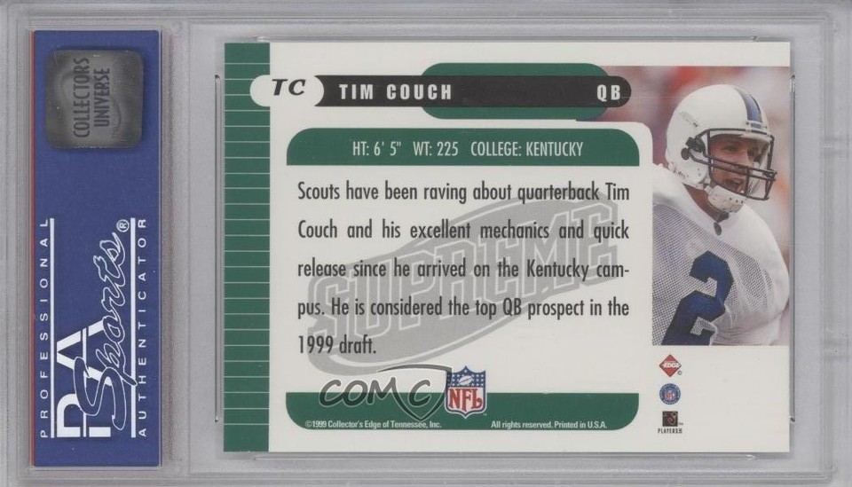 1999 Supreme Draft Picks Tim Couch (1999 NFL 1st Pick) #TC PSA 9 MINT ...
