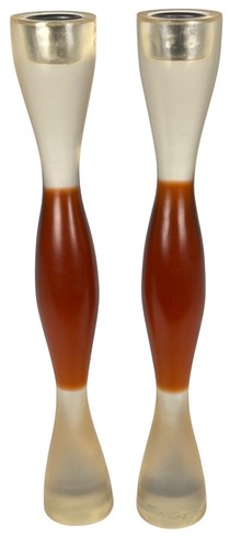 Pair Vintage 1990's Artecnica LA Modernist Translucent Amber Resin ...