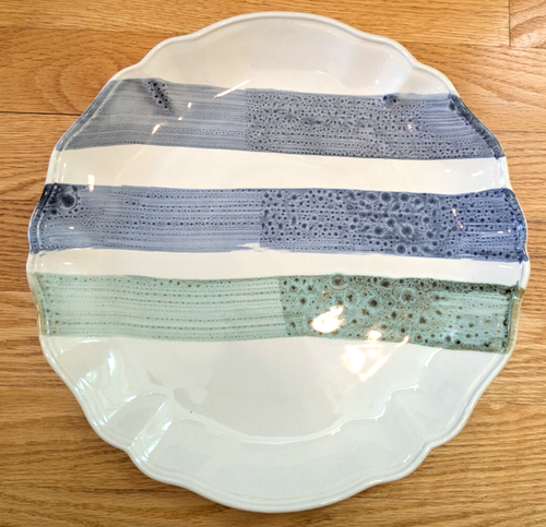 Anthropologie Anthro Home Dinner Plate Hand Painted Aqua Blue Portugal ...