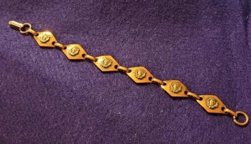 LION HEAD CHAIN BRACELET marked SOLID COPPER 7 1/2" Length with Snap ...