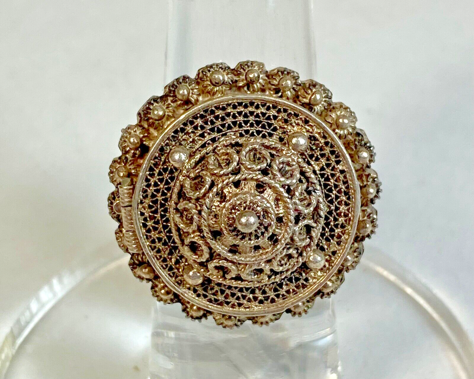 Vintage or Antique Etruscan Byzantine Ottoman filligree silver poison ...