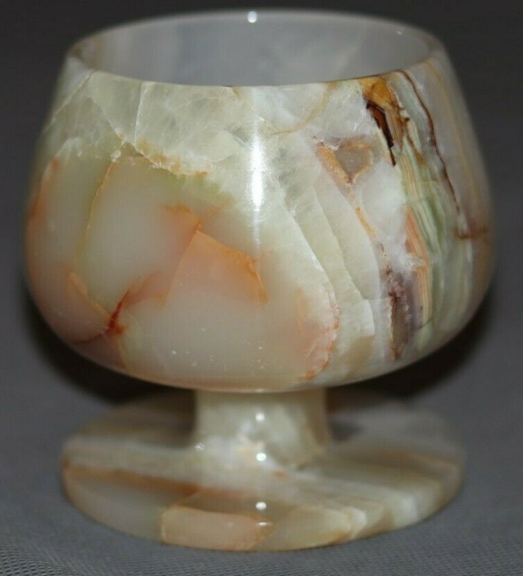 NATURAL ONYX GOBLETS WINE/ALCOHOL GLASS - 6 PIECES, 4" X 4" X 4", Cap ...