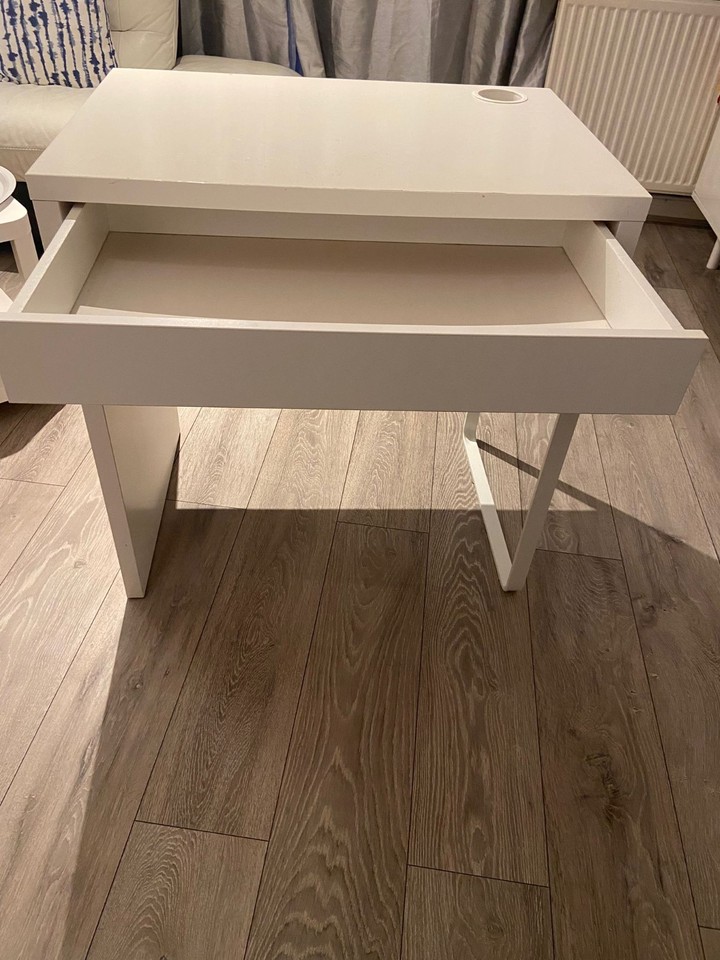 IKEA Micke desk white with drawer and cable hole - 50cm x 73cm | eBay UK