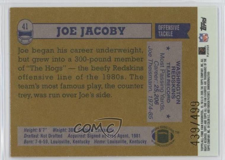 2004 Topps All-Time Fan Favorites Chrome /499 Joe Jacoby #41 | eBay