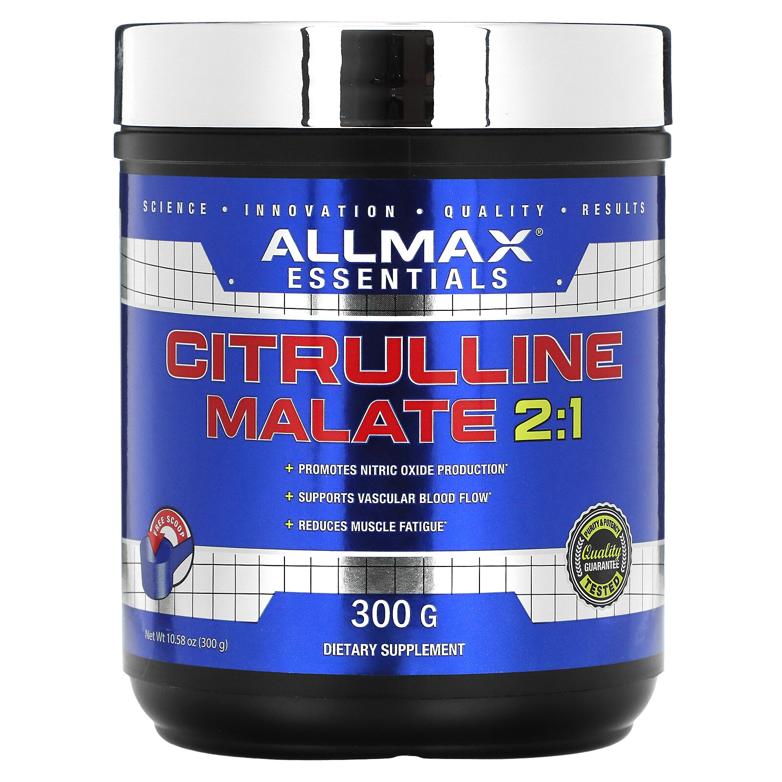 ALLMAX Nutrition Citrulline Malate 2 1 10 58 oz 300 g Dairy-Free, GMP ...