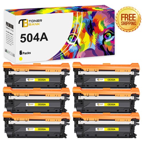 6PK CE252A 504A Yellow Toner Cartridge For HP Color LaserJet CP3525 ...
