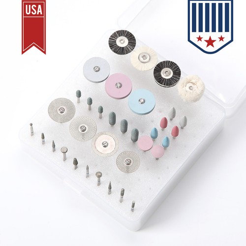35pcs/Box Dental Lab Polishing Burs Discs Wheel Kits Ceramics Porcelain ...