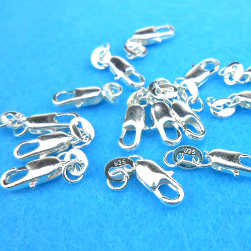 1 to 10 PCS 925 Stamped Silver Rectangle Lobster Clasp & Tag Findings ...