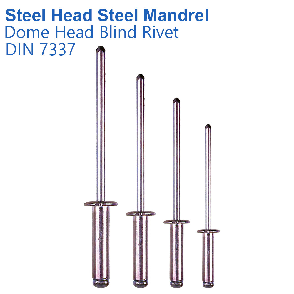 M6.4 x 18mm POP RIVETS STEEL DOME HEAD OPEN BLIND SHANK MANDREL RIVET ...