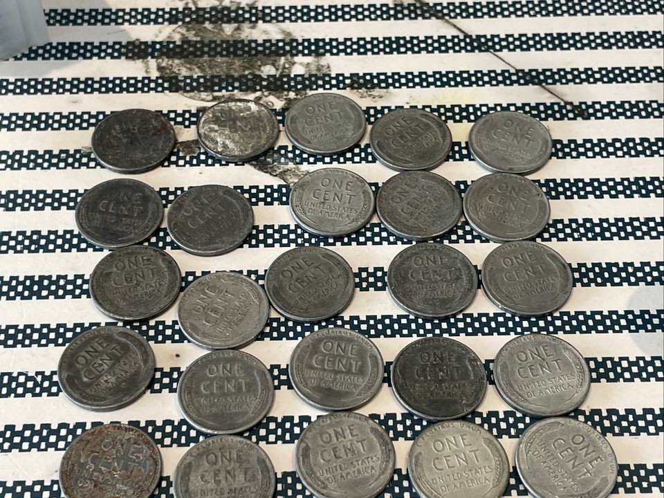 WWII World War 1943 Steel Penny Old Coin Cent Collection Lot of 25, P D ...