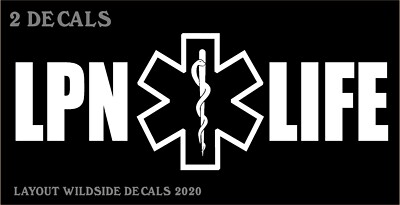 LPN LIFE Set of Two Decals Star Of Life Medical Decal Vinyl Window ...
