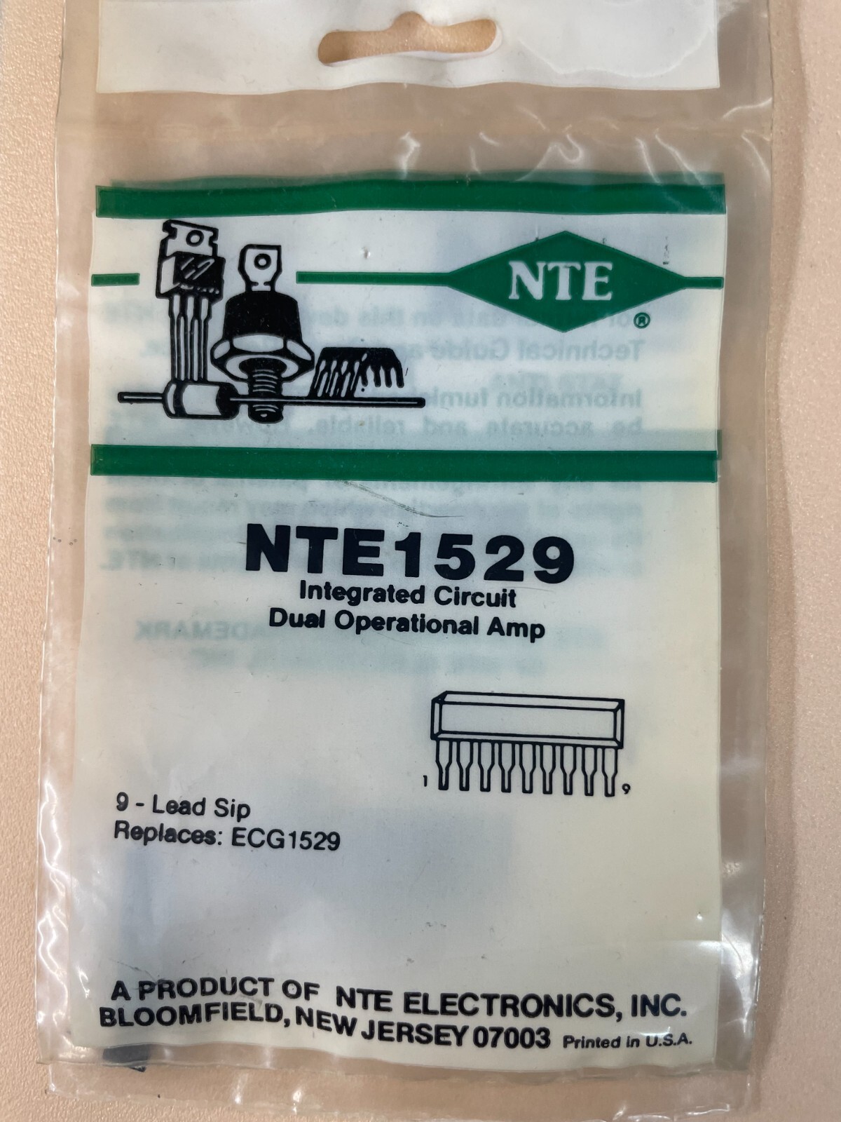 NTE Electronics NTE1529 IC-DUAL OPERATIONAL AMP 9 PIN SIP PHASE ...
