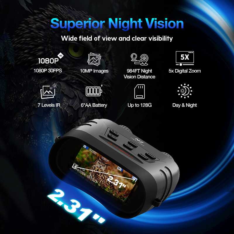 GTMEDIA HD Digital Infrared Night Vision Goggles Binoculars for Total ...