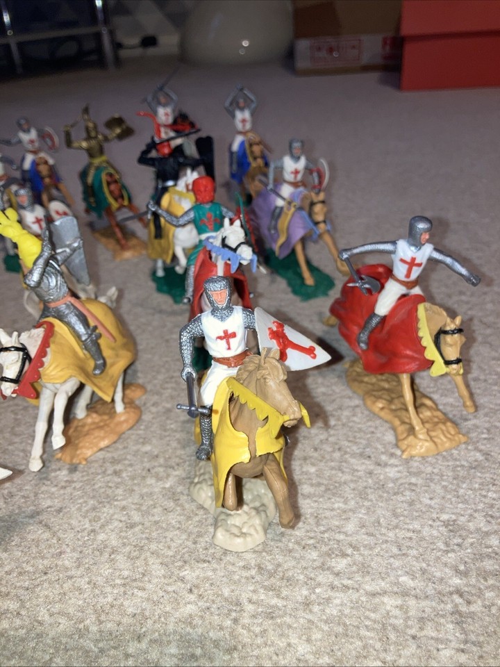 Vintage Timpo Mounted English 🏴󠁧󠁢󠁥󠁮󠁧󠁿 Crusader Knights Large Lot Look 👀 ...