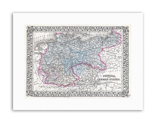1872 MITCHELL MAP PRUSSIA, GERMANY Poster Vintage Canvas art Prints ...