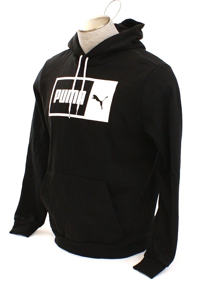 Puma Black Signature Logo Hooded Sweatshirt Hoodie Men's M NWT | eBay