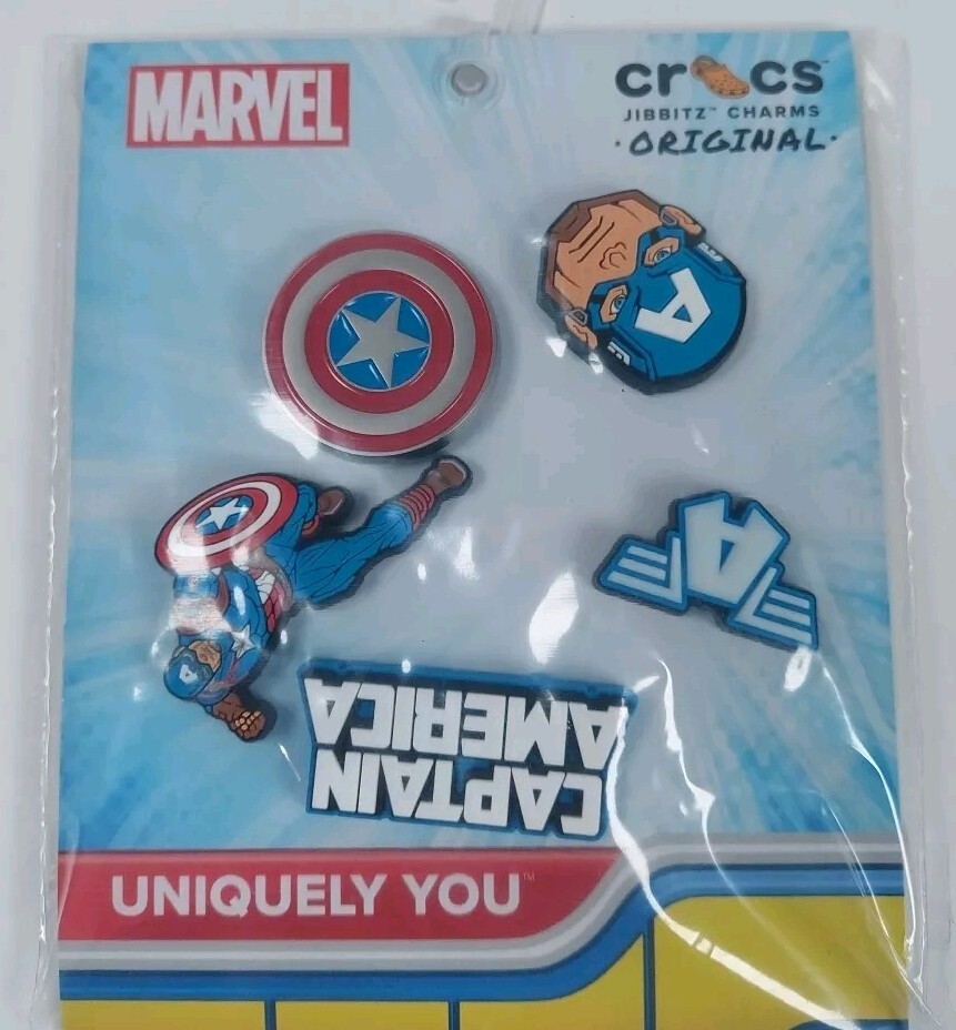 Crocs Marvel Superhero Collection 5 Packs Shoe Charms, Captain America ...