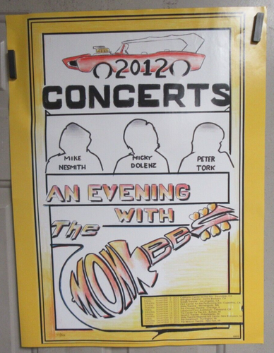 THE MONKEES LIMITED EDITION NUMBERED POSTER 20`12 CONCERTS 18" X 24 ...