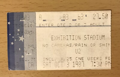 1987 U2 THE JOSHUA TREE TOUR TORONTO CONCERT TICKET STUB BONO EDGE WAR ...