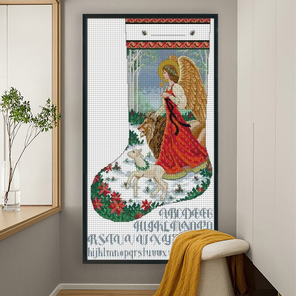 Embroidery Cotton Thread 14CT Printed Holy Angel Stockings Cross Stitch ...