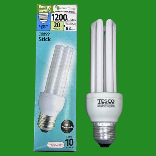 1x 20W (=88W) Low Energy CFL Stick Light Bulb ES E27 Edison Screw 2700K ...