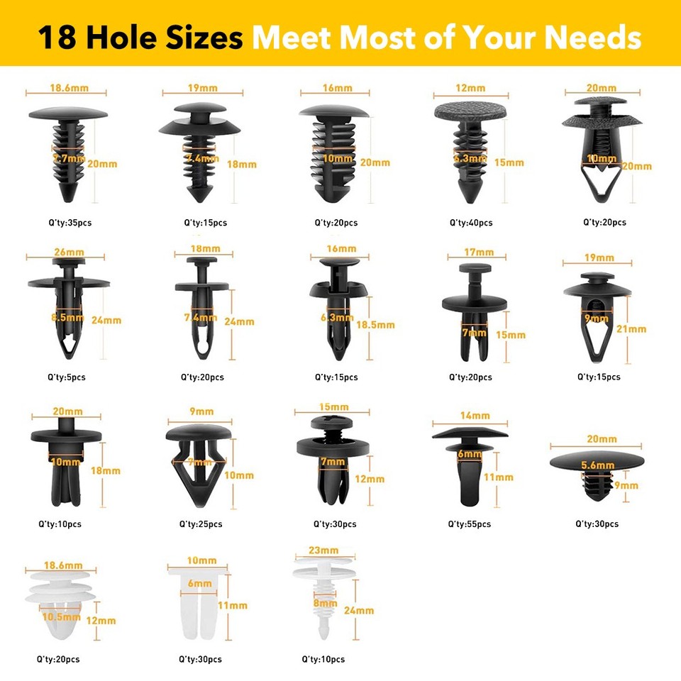 415pcs Car Retainer Auto Fasteners Trim Push Plastic Clips Rivet Pin ...