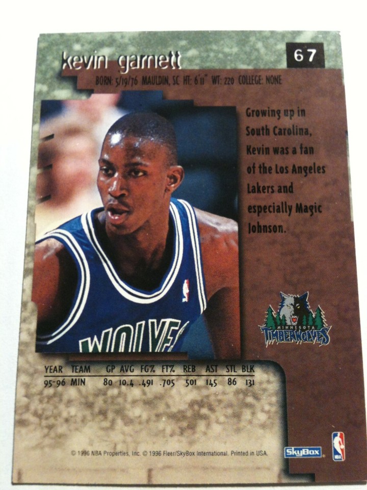 Kevin Garnett Rookie Card!!!... 1996 skybox premium!!! | eBay