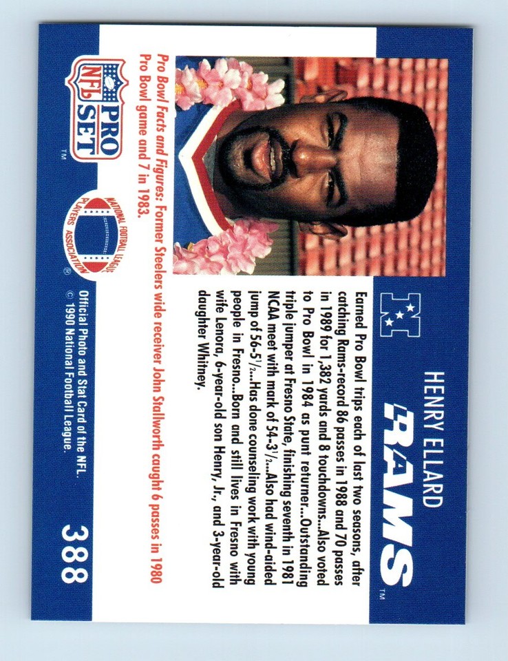 1990 Pro Set Henry Ellard Los Angeles Rams #388 | eBay