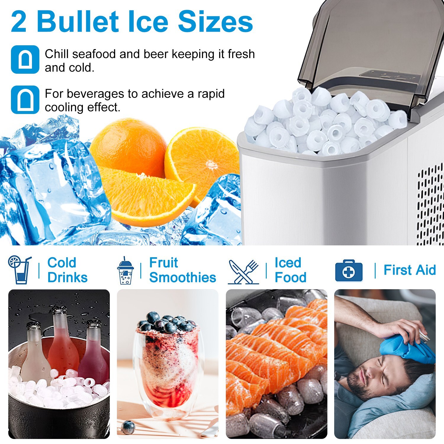 Portable Ice Maker Machine Countertop 33Lbs/24H Self-cleaning with ...