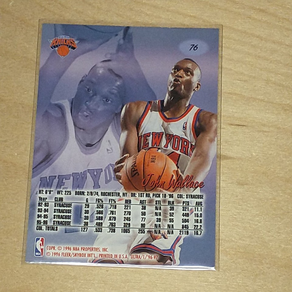 1996-97 Fleer Ultra New York Knicks Basketball Card #76 John Wallace ...