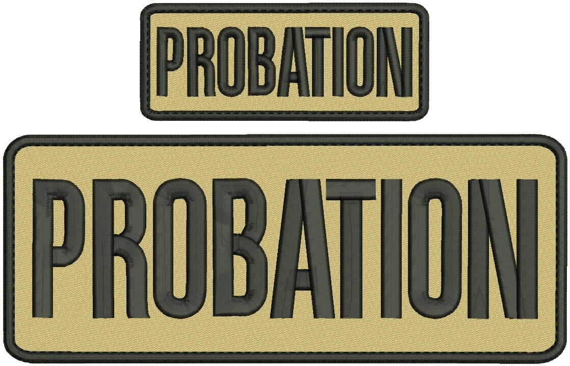 PROBATION embroidery patches 4x10 and 2X5 hook tan | eBay